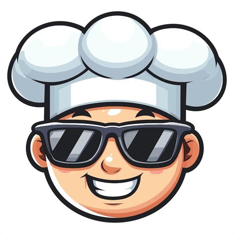 Premium Vector A Cute Chef Cartoon Mascot Handsome Face Happy Expression With Sunglasses