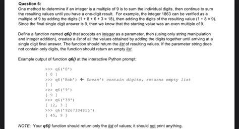solved question 6 one method determine integer multiple 9 sum