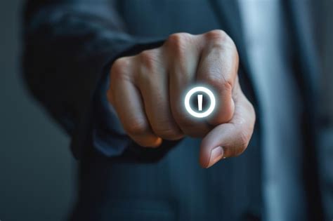 Premium Photo Businessman Activating Power Button For Startup Or
