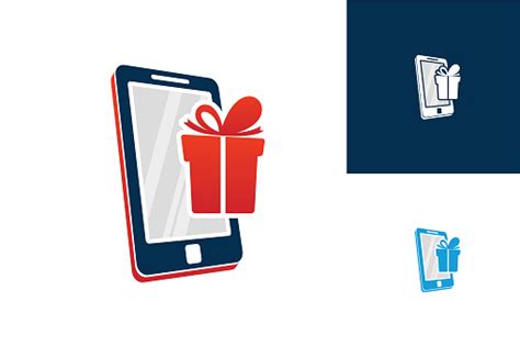 모바일 기프트 로고 템플릿 디자인 벡터 엠블럼 디자인 컨셉 크리에이티브 심볼 아이콘 개념에 대한 스톡 벡터 아트 및 기타 이미지
