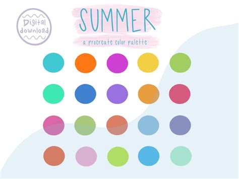 Summer Procreate Color Palette Instant File Download Seasons Color