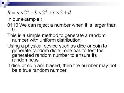 Chapter 3 Generating Uniform Random Variables Generating Uniform