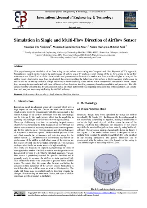 pdf simulation in single and multi flow direction of airflow sensor