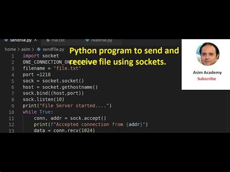 Python program to send and receive file using sockets - YouTube