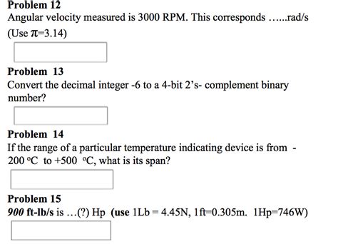 Solved Angular Velocity Measured Is RPM This Chegg