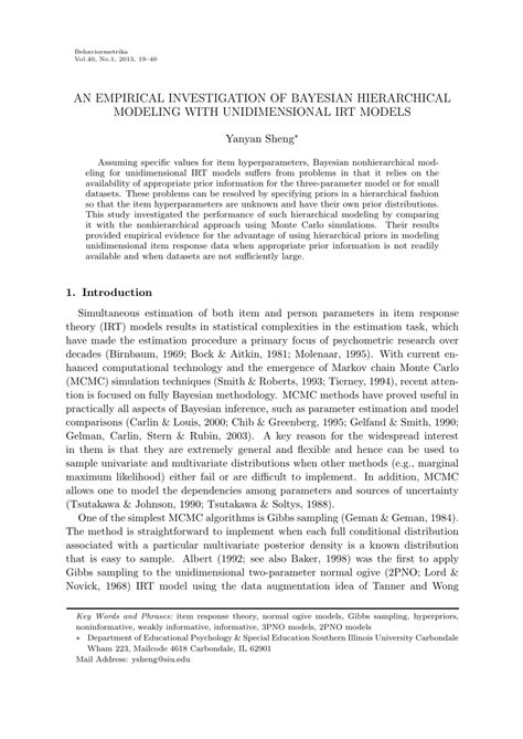 pdf an empirical investigation of bayesian hierarchical modeling with