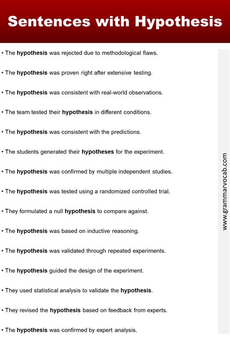 Examples Of Hypothesis In A Sentence GrammarVocab
