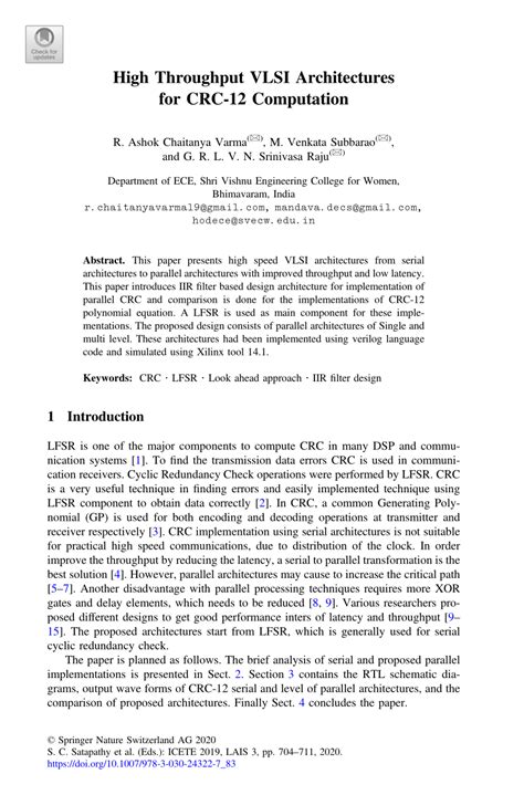 PDF High Throughput VLSI Architectures For CRC Computation