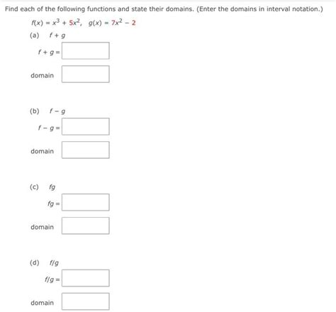solved find each of the following functions and state their