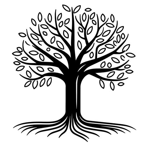 Illustration Of A Tree With Roots Outline Icon Ideal For Nature And Ecology Designs