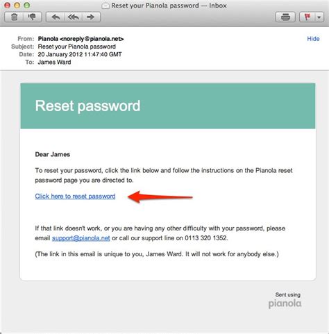 Resetting Your Password Pianola Limited
