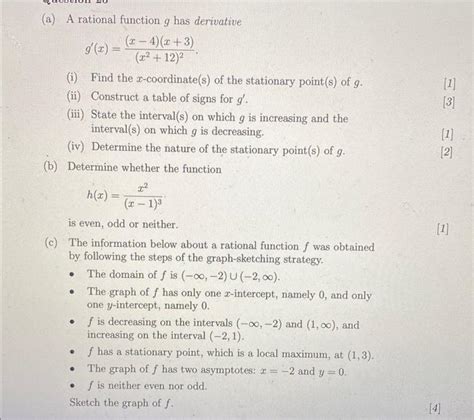 Solved A A Rational Function G Has Derivative Solved A A Rational Function G Has Derivative