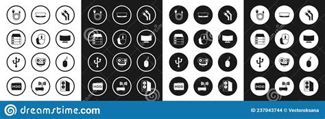 Set Lan Cable Network Internet Computer Mouse Server Data Web Hosting Electric Plug