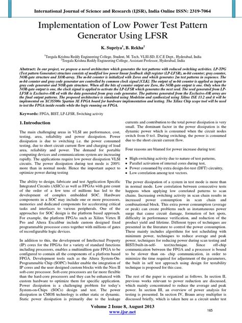 Implementation Of Low Power Test Pattern Generator Using Lfsr Pdf