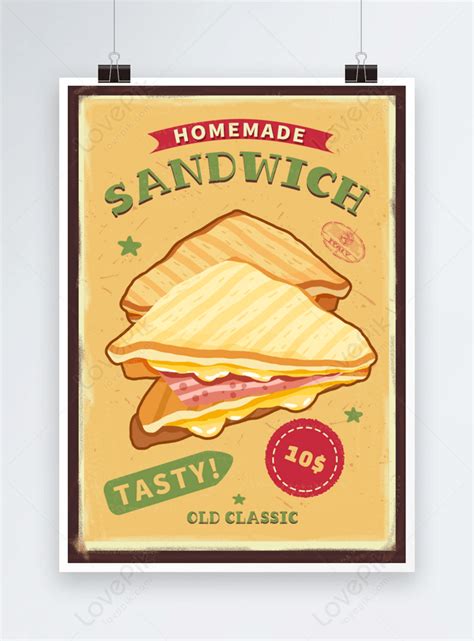 Template Poster Kuning Antik Sandwich Ham Dan Keju Untuk Diunduh Gratis Lovepik