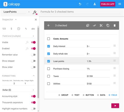 Using The Inspector Calcapp