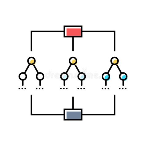decision tree algorithm color icon vector illustration stock