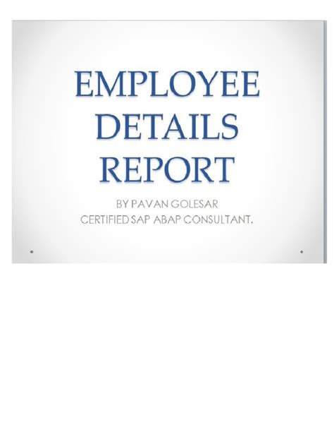 Employee Details Report Using Logical Database Pnp Pdf Data