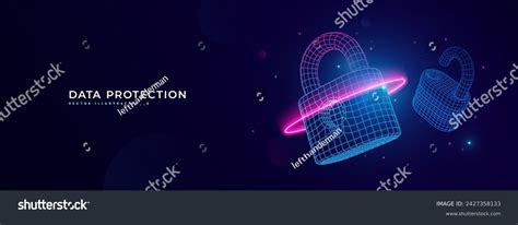 Futuristic Cyber Security Vector Illustration Data Stock Vector Royalty Free 2427358133