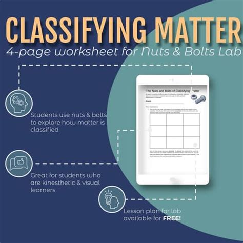 Classifying Matter Using Nuts And Bolts Lab Activity By Chalk N Roll