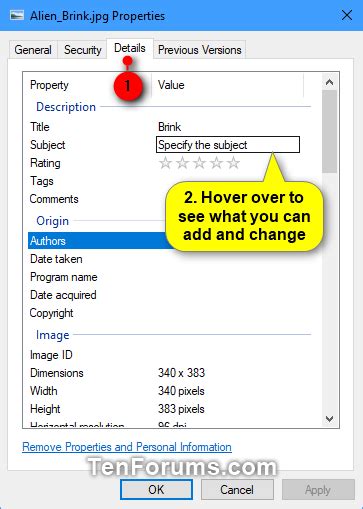 Add Change And Remove File Property Details In Windows Tutorials