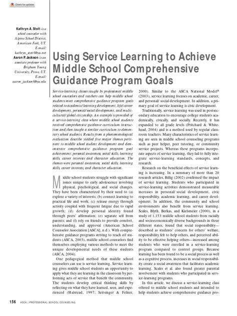 Guidance Program Goals Pdf School Counselor Service Learning