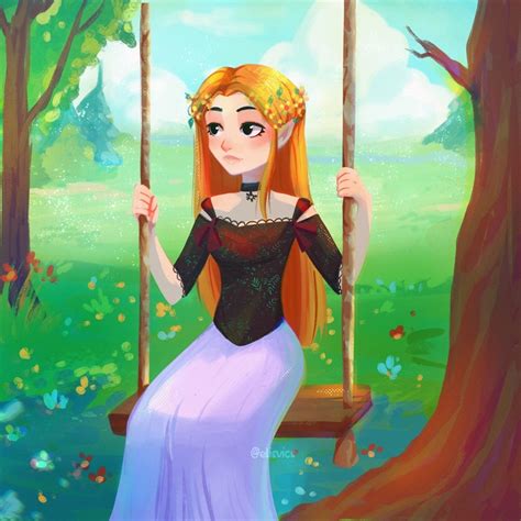 Иллюстрация Иллюстрация Девушка на качеле в стиле детский книжная