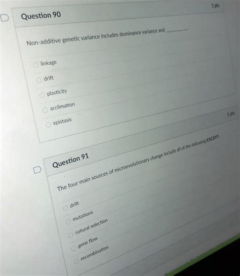 Solved Question 90 Non Additive Genetic Variance Includes