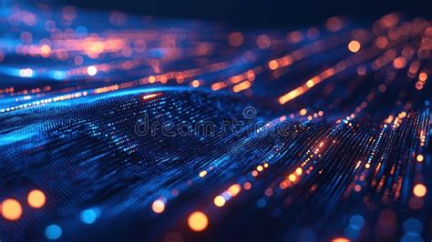 Quantum Secured Data Transmission Visualized As Glowing Particles Stock Illustration