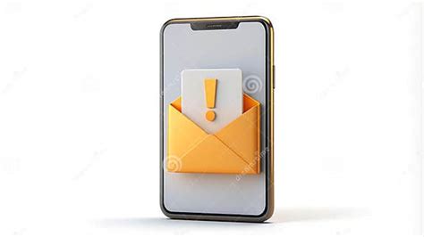 3d phone with open letter in envelope and exclamation mark email error