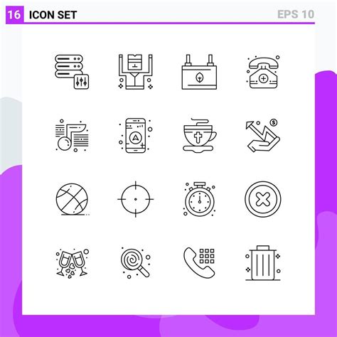 Group Of 16 Modern Outlines Set For Note Phone Clean Mobile Hospital