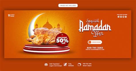 특별 라마단 카림 음식 및 Iftar 메뉴 Facebook 표지 배너 템플릿 무료 Psd 파일
