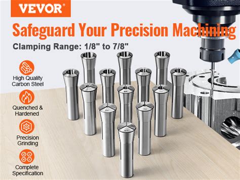Vevor 13 Pcs Precision R8 Collet Set 1 8 7 8 45 Alloy Steel