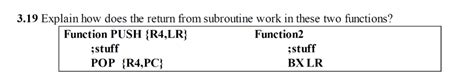 Solved Explain How Does The Return From Subroutine Work In