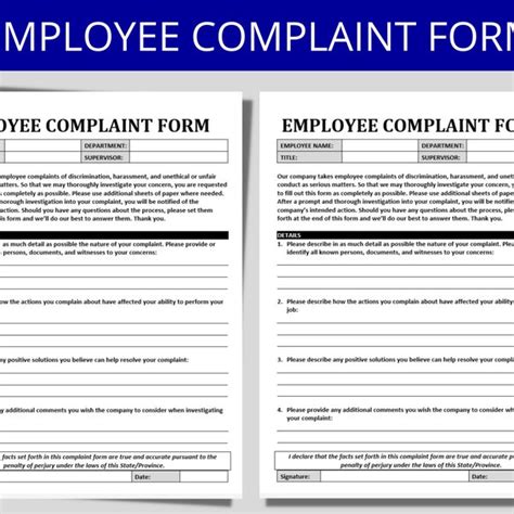 Human Resource Complaint Template Etsy