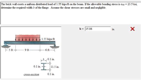 Solved The Brick Wall Exerts A Uniform Distributed Load Of Chegg