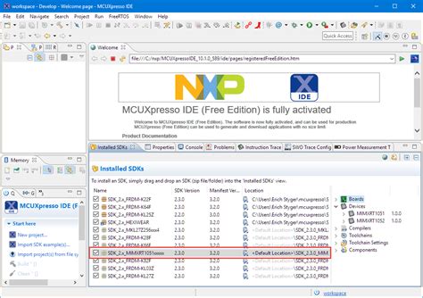 Installed SDK In MCUXpresso IDE MCU On Eclipse