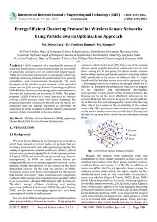 Energy Efficient Clustering Protocol For Wireless Sensor Networks Using Particle Swarm