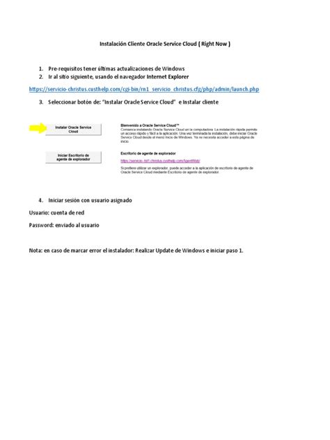 instalación cliente oracle service cloud pdf