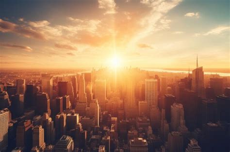 Cityscape Building Sun Architecture Premium Ai Generated Image