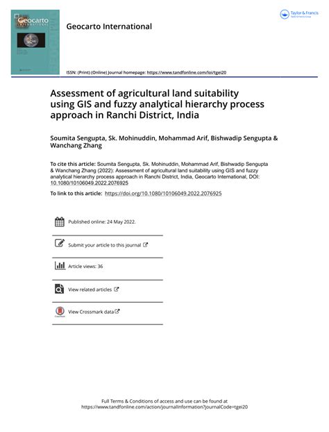 Pdf Assessment Of Agricultural Land Suitability Using Gis And Fuzzy Analytical Hierarchy