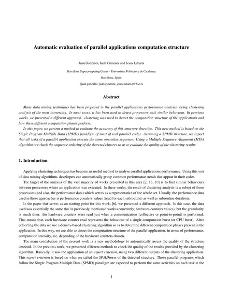 Pdf Automatic Evaluation Of The Computation Structure Of Parallel Applications
