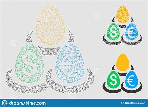 Currency Deposit Diversification Vector Mesh Carcass Model And Triangle Mosaic Icon Stock Vector