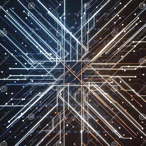 Abstract Digital Grid Pattern With Intersecting Lines And Vibrant Colors On Dark Stock