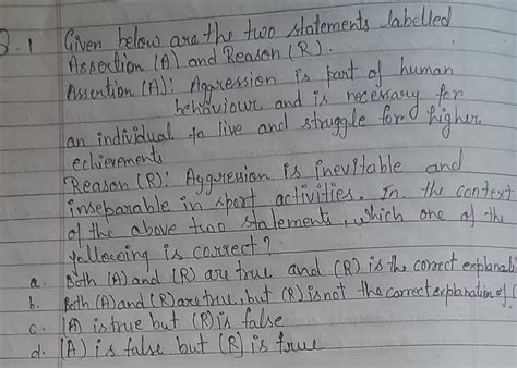 Assertion A Aggression Is Part Of Human Behaviour And Is Necessary For