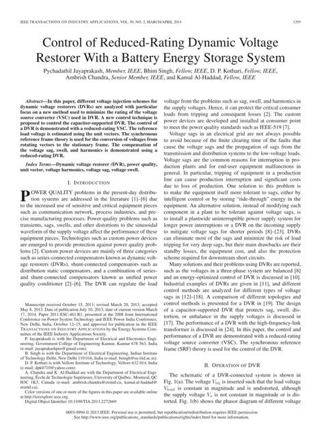 pdf control of reduced rating dynamic voltage restorer with a