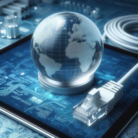 Globe On Circuit Board With Ethernet Cable Stock Image Image Of Globe
