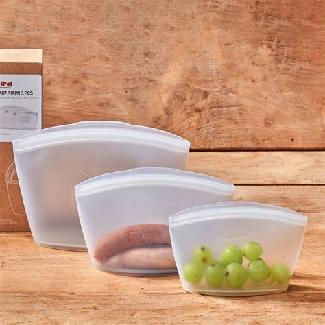 프리미엄 실리콘 이유식 주방용품 조리도구 밀폐용기 위생 지퍼백 소중대 3p 세트 감도 깊은 취향 셀렉트샵 29cm