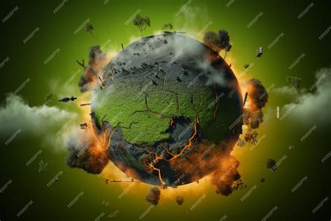 Earths Pollution In A 3d Visual Highlighting Ecological Concerns