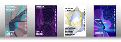 A Set Of Modern Abstract Covers With Abstract Gradient Linear Waves Stock Vector Illustration